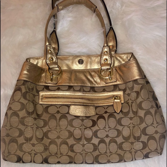 Coach | Bags | Vintage Metallic Gold Midsize Coach Purse | Poshmark